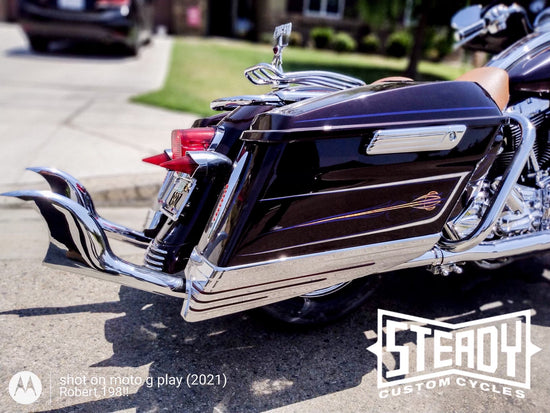 SCC UPSWEPT SHARKFIN Pipes (CHROME) – STEADYCUSTOMCYCLES